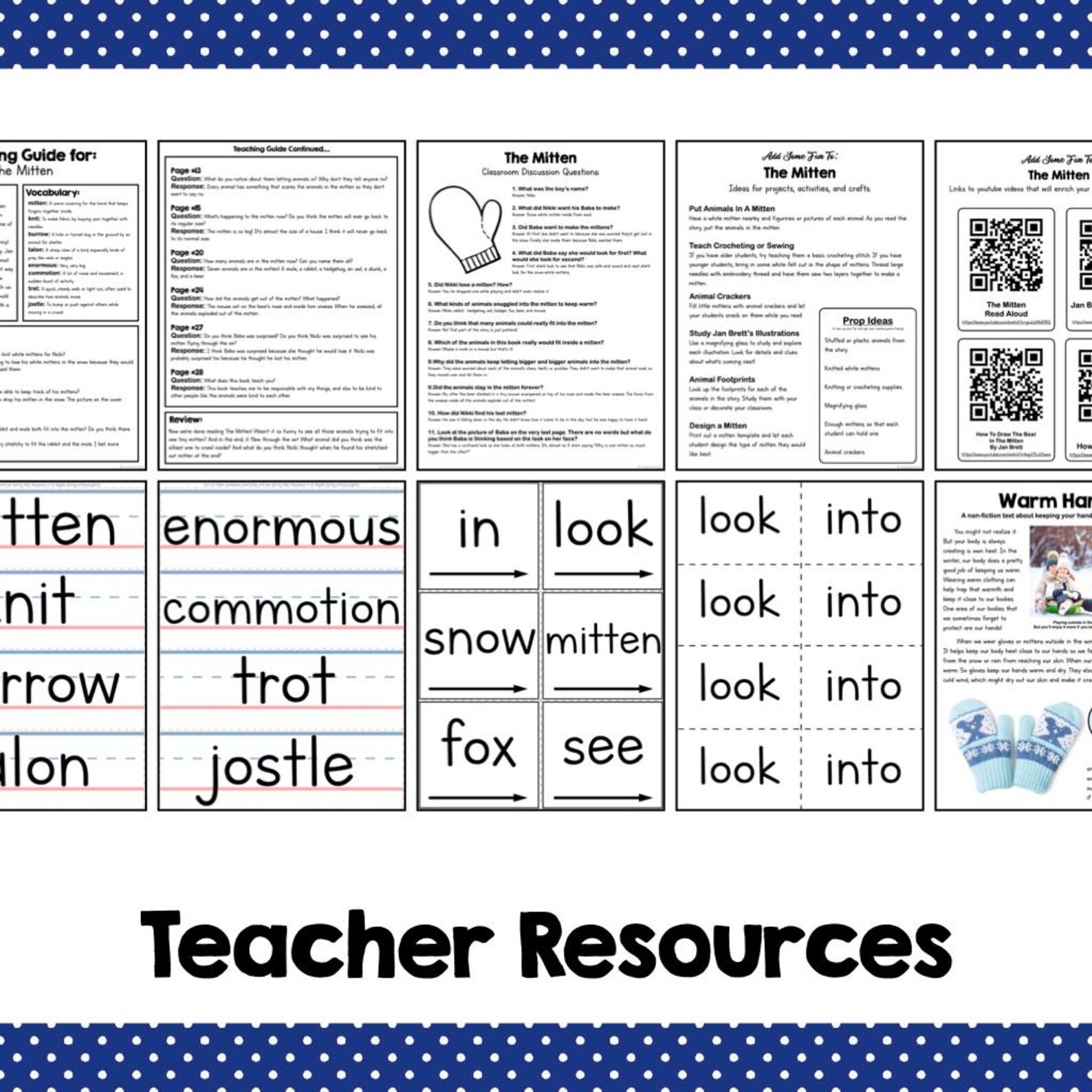 The Mitten Picture Book Study | Winter Literacy Activities | PDF ...