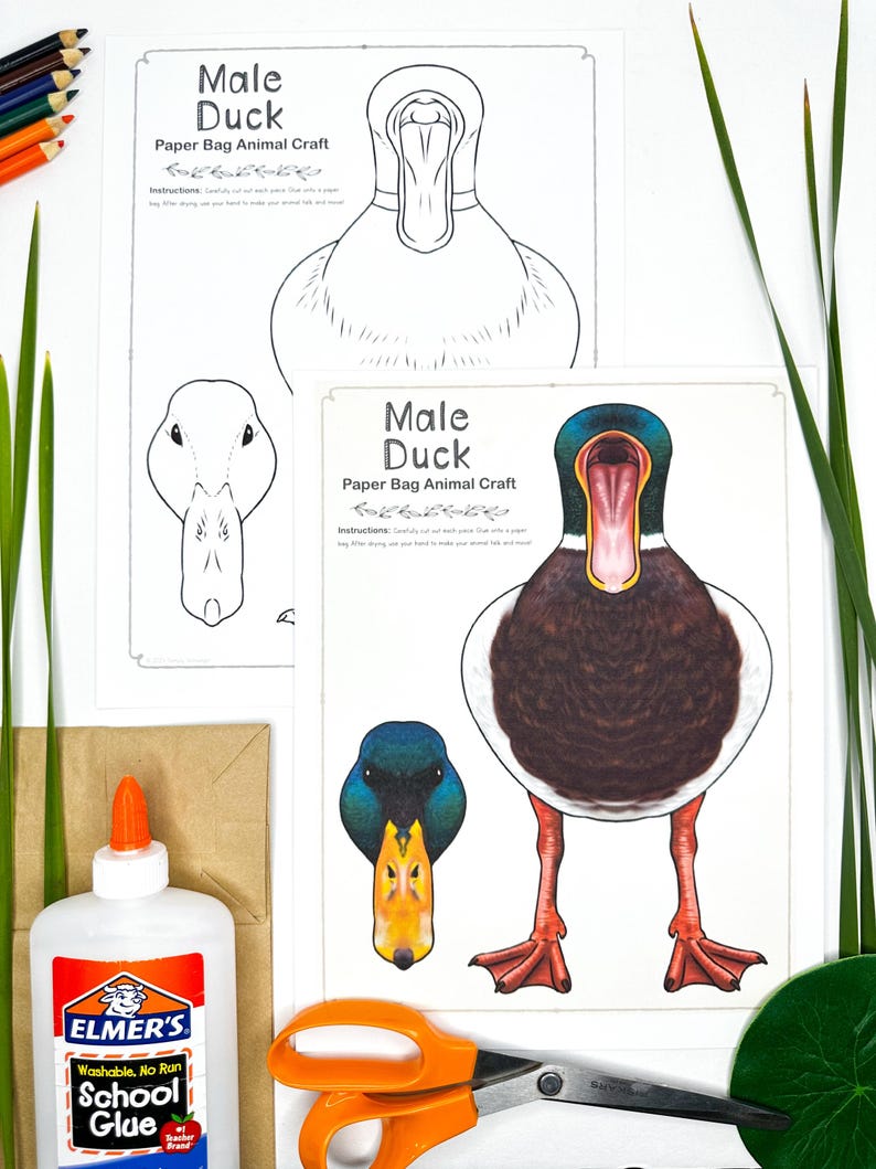 DIY Duck Puppet Printable | Fun Paper Bag Craft Template | Easy Puppet ...