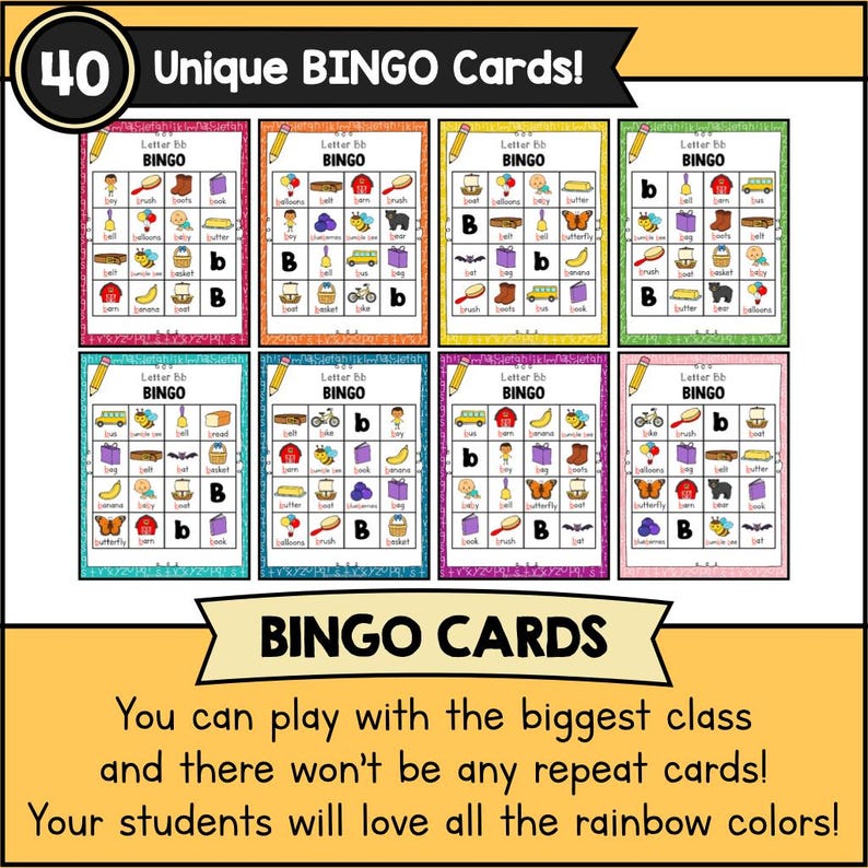 Fun Letter B Bingo Game Printable - Letter PHONICS PRACTICE and ...