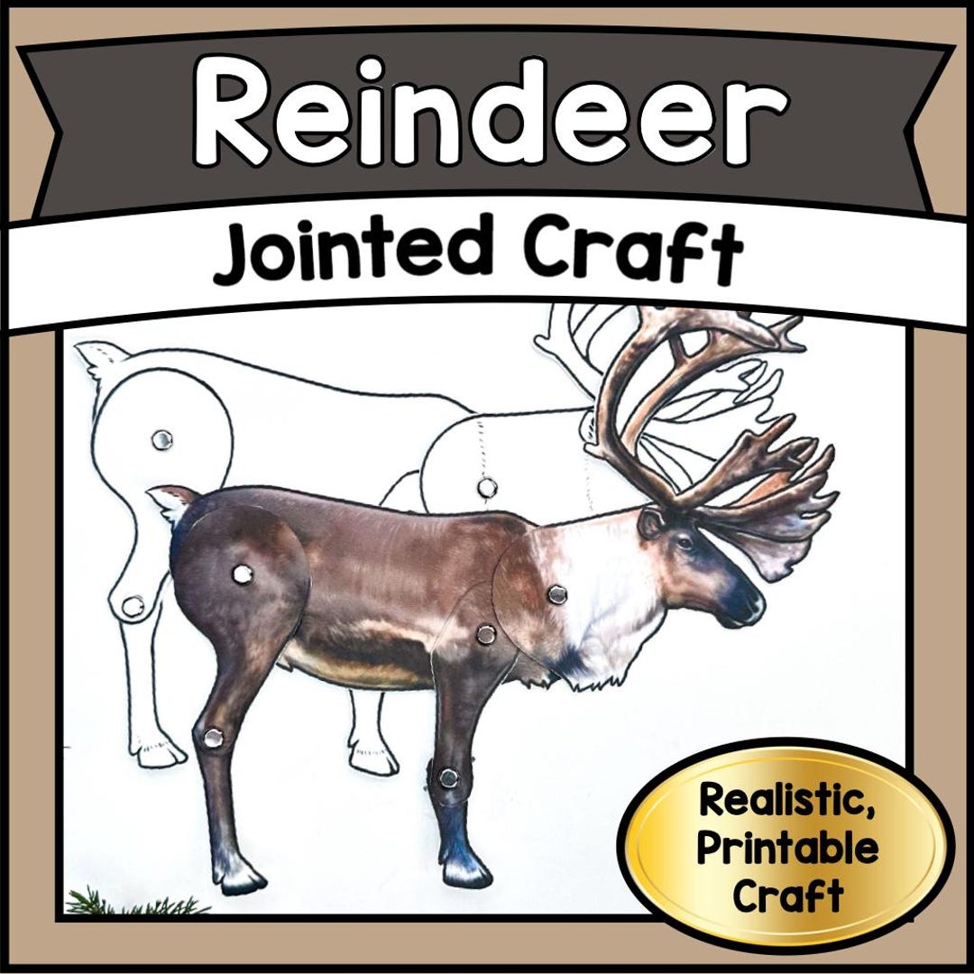Printable REINDEER Puppet Craft | DIY Jointed Caribou Template PDF ...