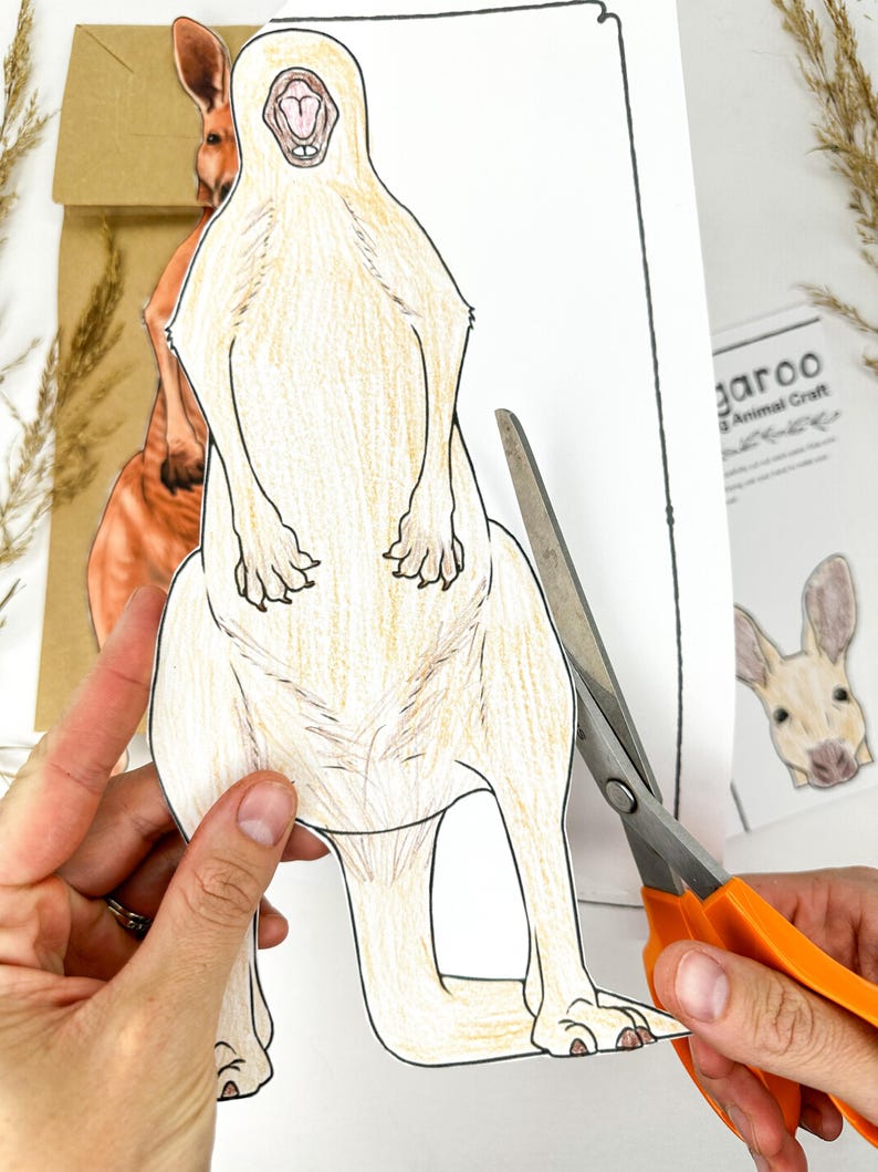 DIY Kangaroo Puppet Printable | Fun Paper Bag Craft Template | Easy ...