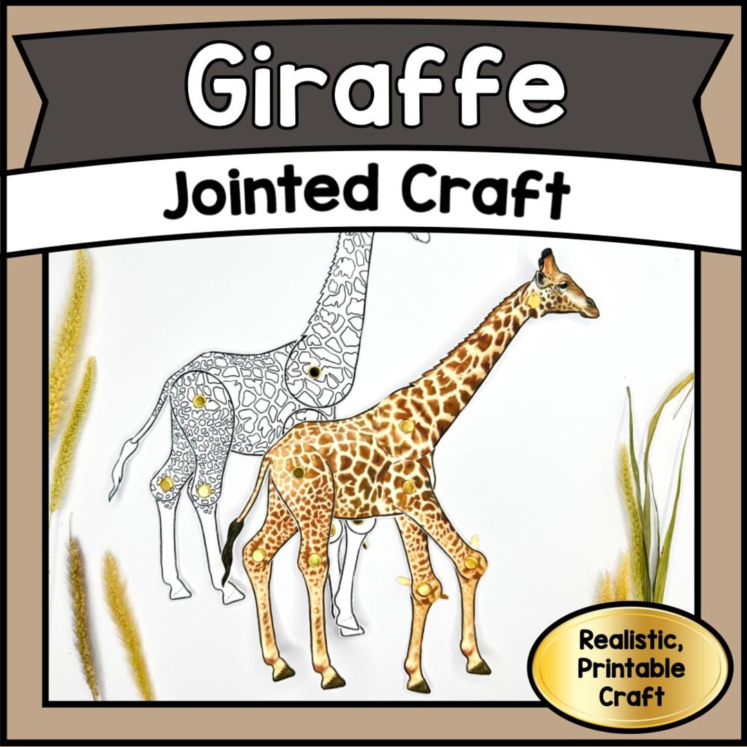 Printable Jointed GIRAFFE Puppet Craft Template Kit | DIY Articulated ...