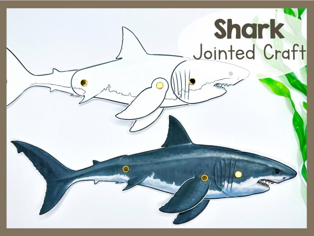 Articulated Shark Craft Template | Jointed Printable Movable Animal ...