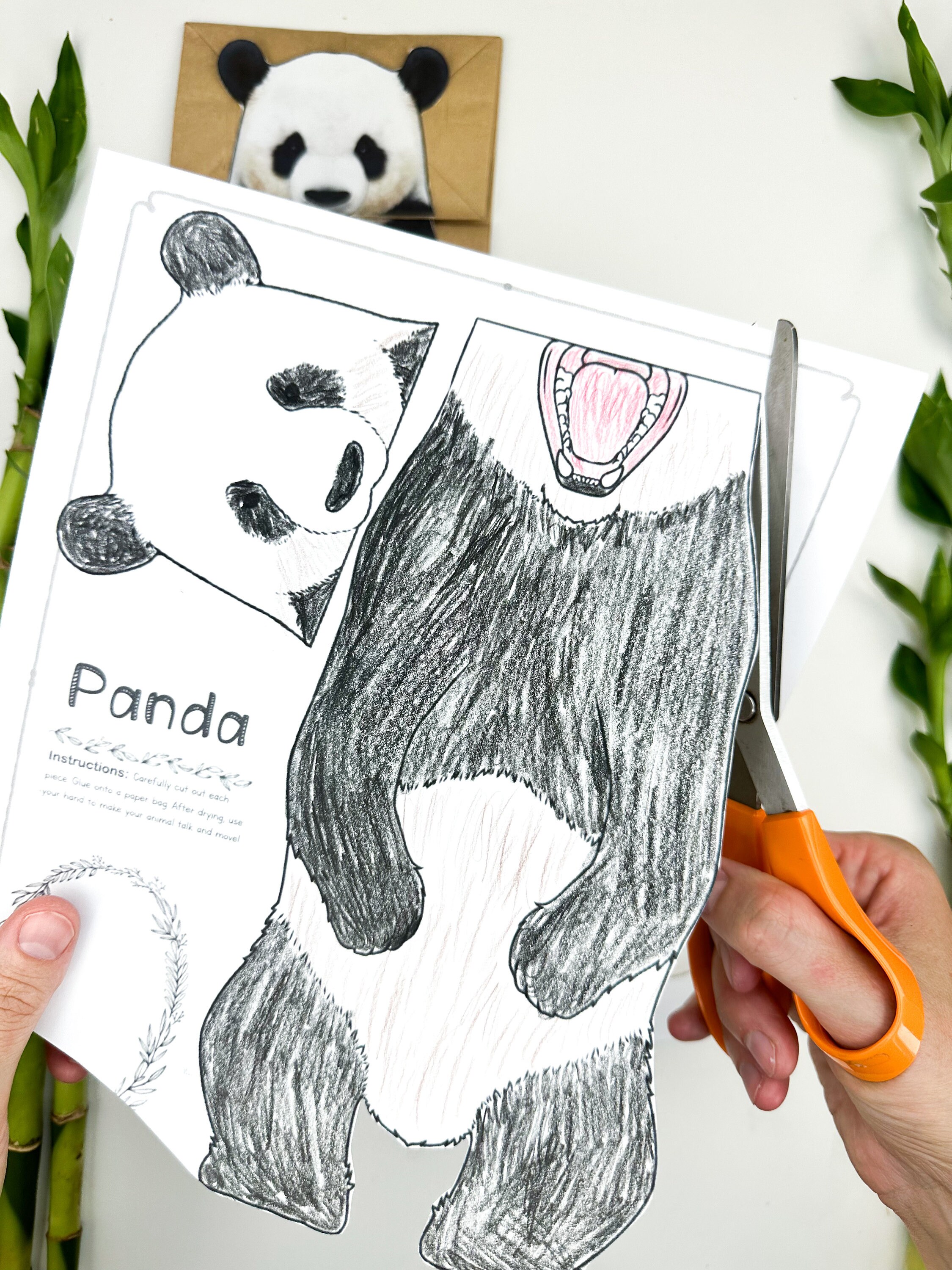 Panda Paper Bag Puppet Craft Kit | Eco-friendly Printable Template ...