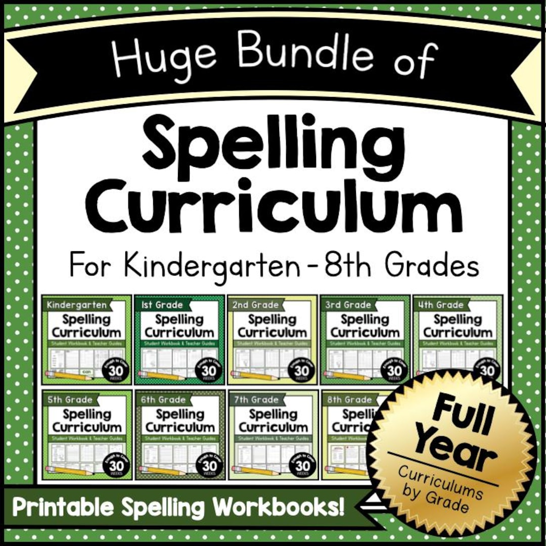 Spelling Curriculum Bundle Printable K–8 | Full Year 30 Week Worksheets ...