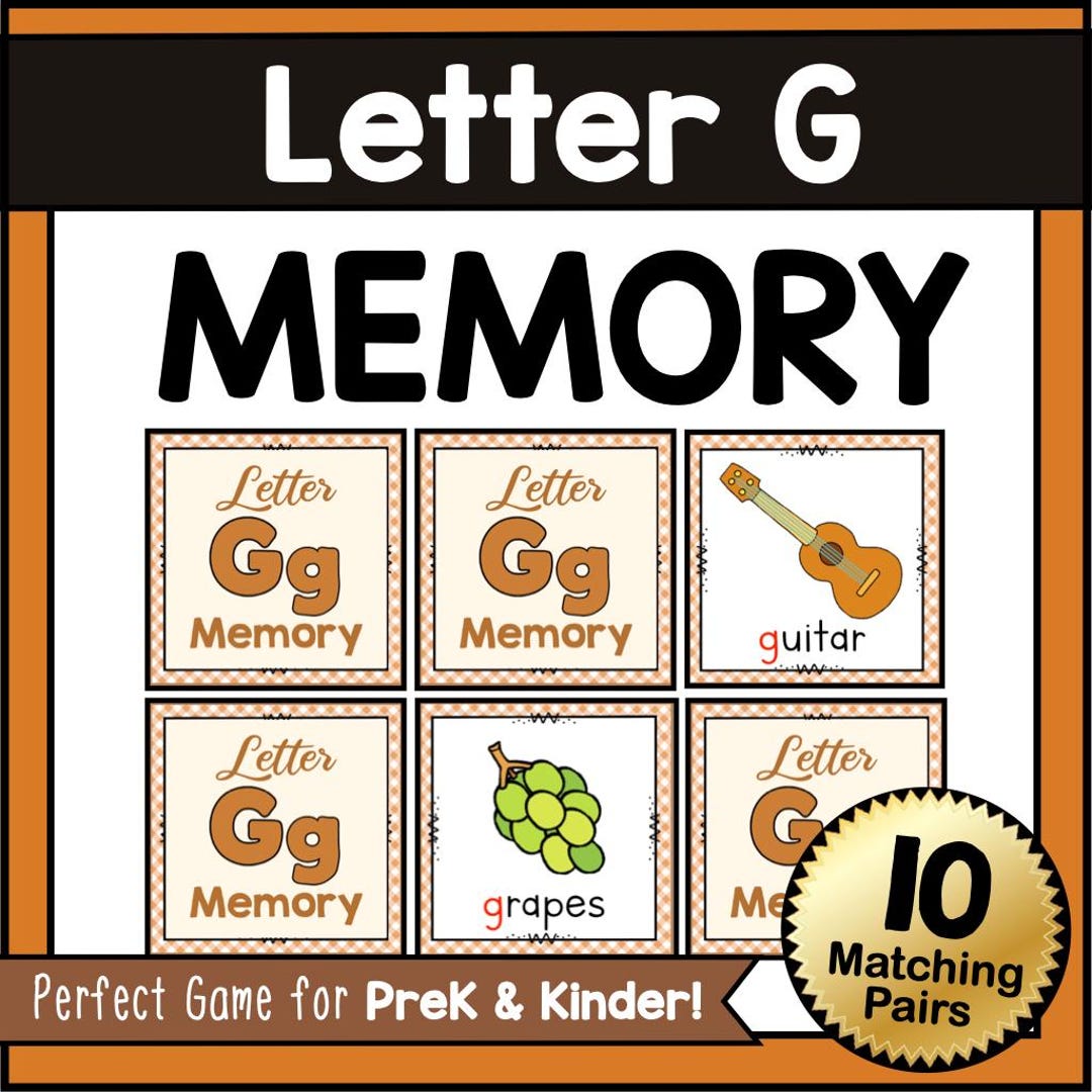 Letter G MEMORY GAME PRINTABLE – Fun Alphabet Card Game for Preschool ...