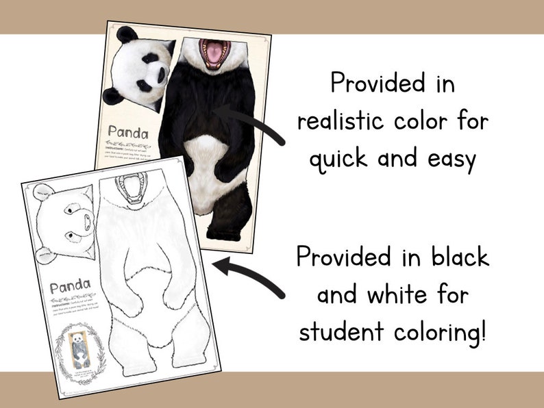 Panda Paper Bag Puppet Craft Kit | Eco-friendly Printable Template ...