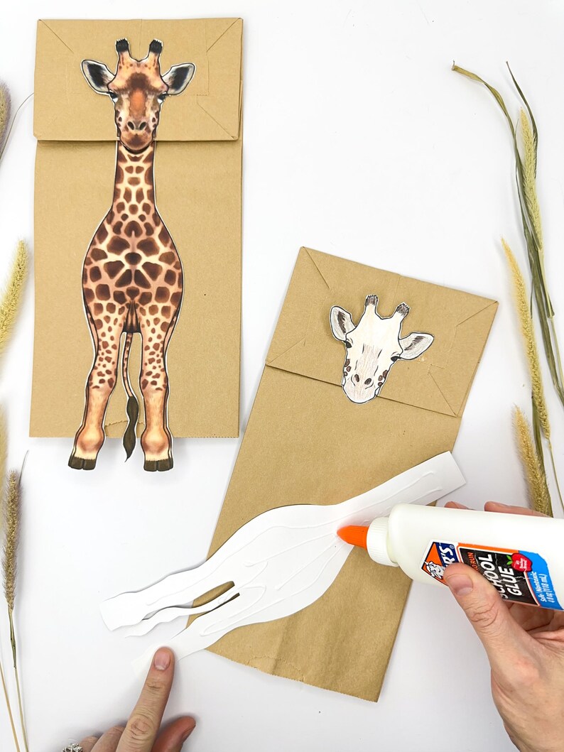 DIY Giraffe Puppet Printable | Fun Paper Bag Craft Template | Easy ...