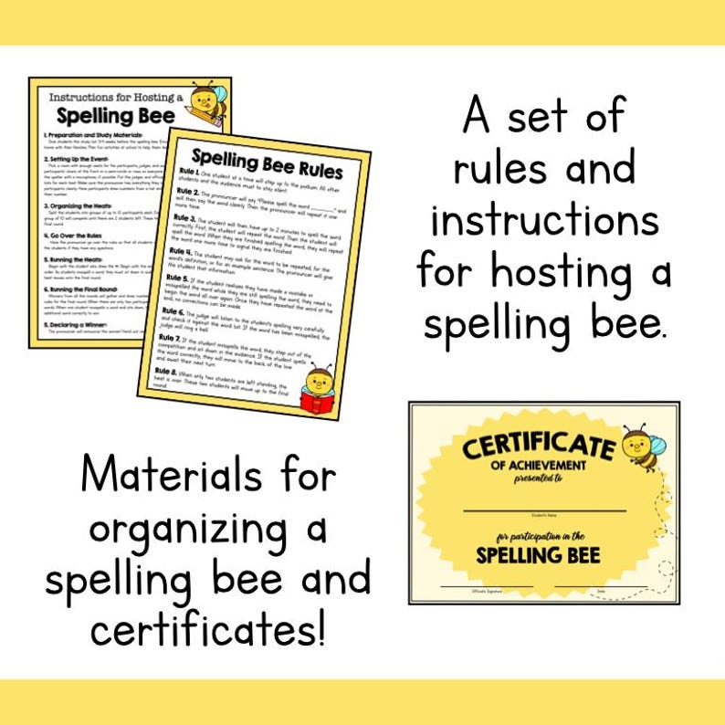 1st GRADE SPELLING Bee Word List PDF – Everything You Need to Host a ...