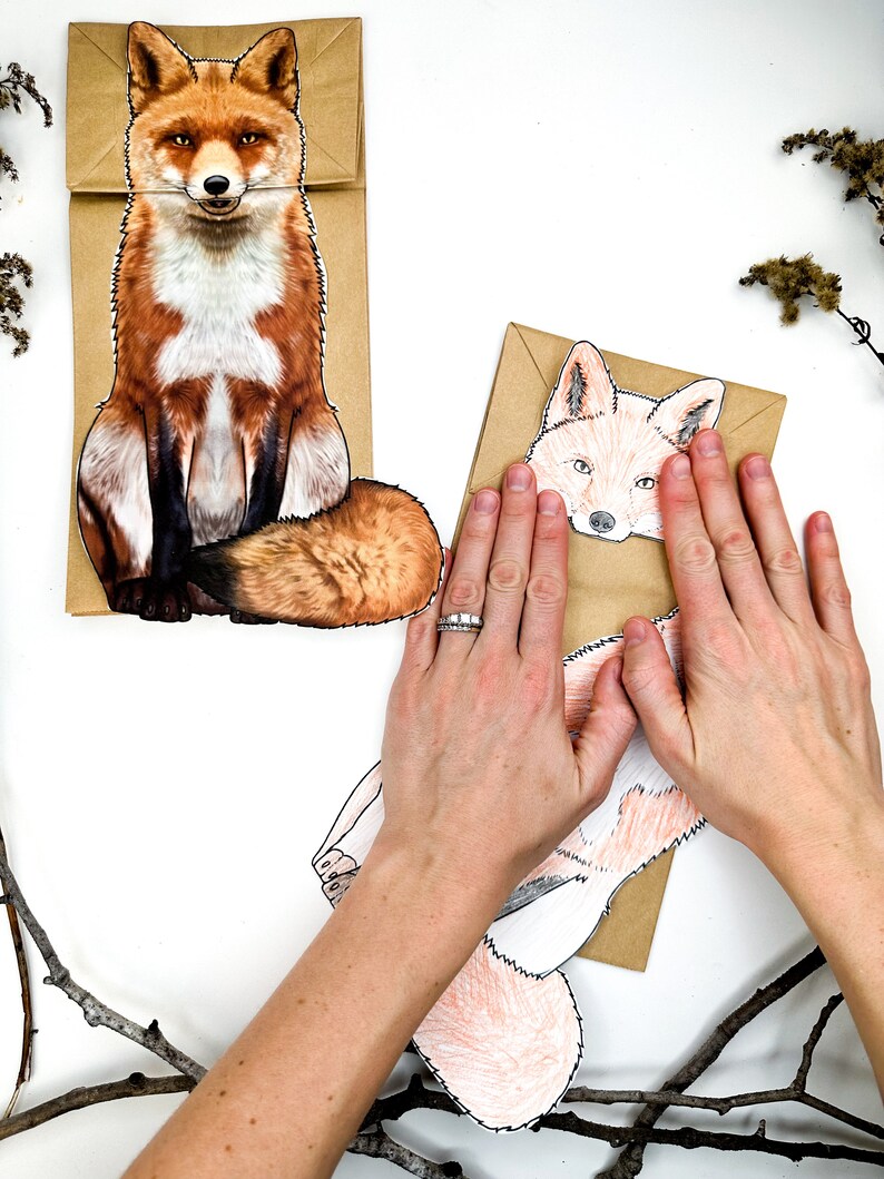 Fox Paper Bag Puppet | Instant Download Craft Template | Fox Themed ...