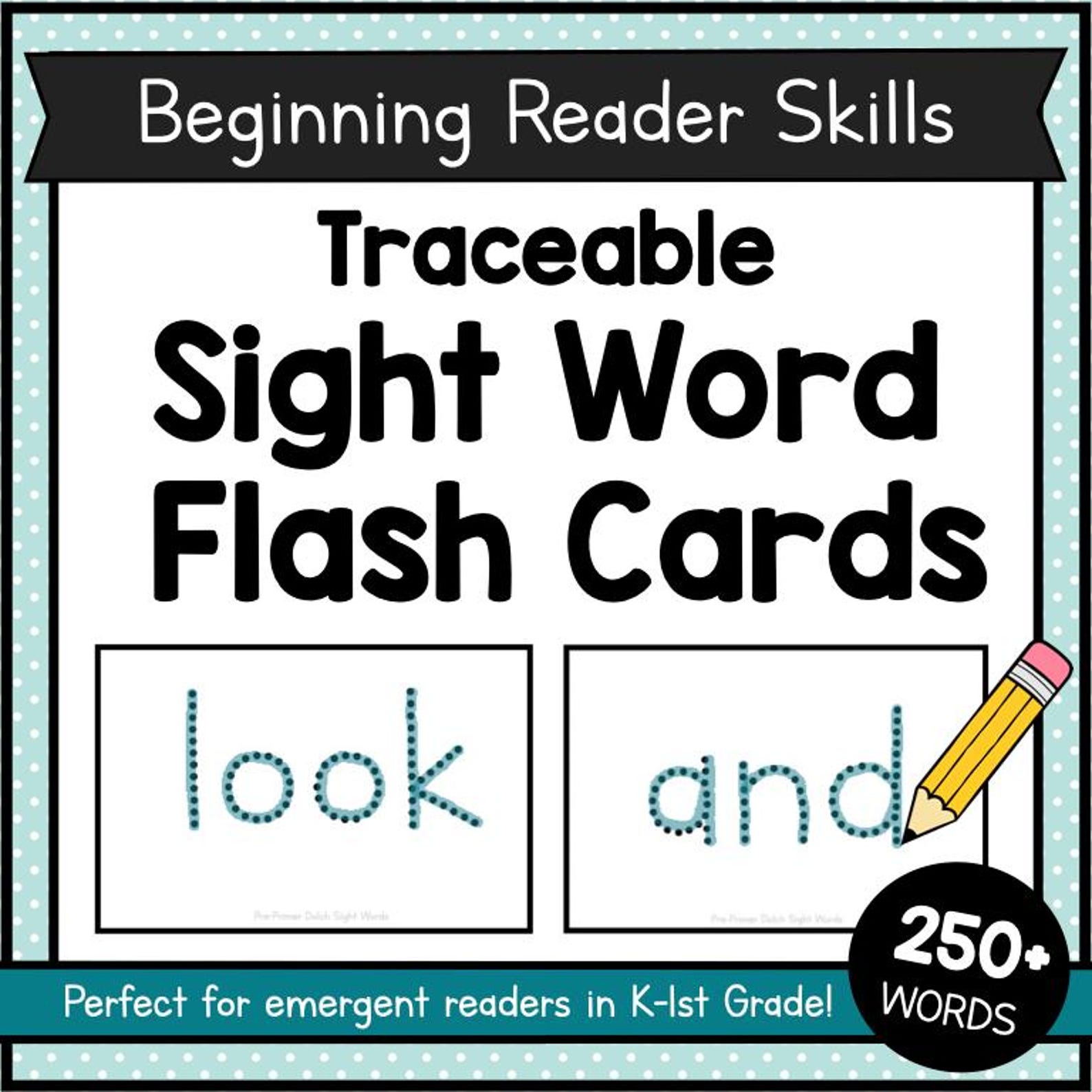 Sight Word Flash Cards Printable & Traceable, Emergent Dolch Reader ...