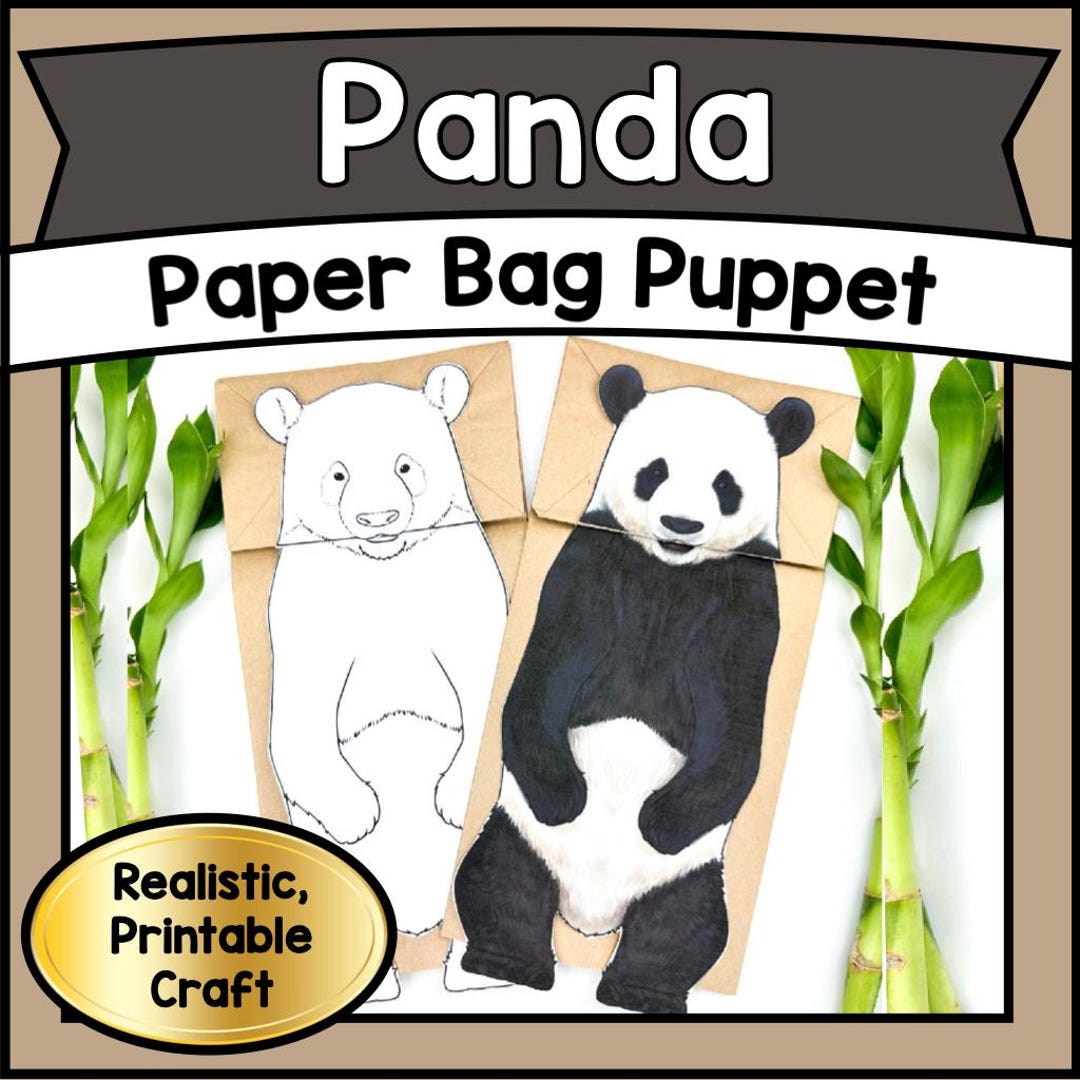 Printable PANDA Paper Bag Puppet Craft | DIY Animal Template PDF | Kids ...