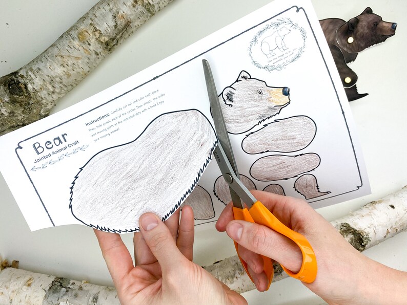 PRINTABLE Jointed Bear Puppet Craft Template Kit | DIY Articulated ...