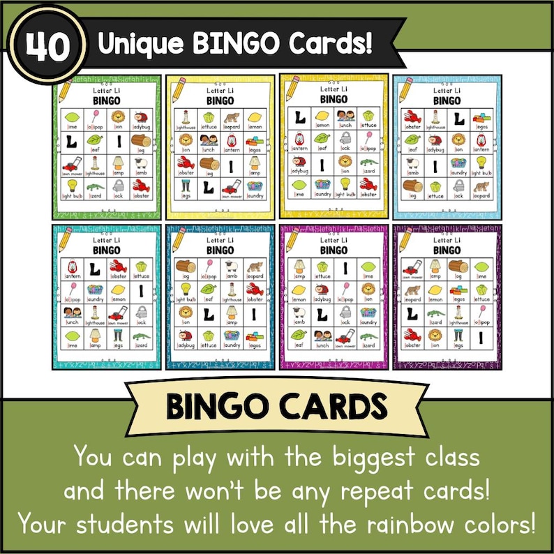 Letter L BINGO GAME Printable PDF - Fun Alphabet Bingo for Preschool ...