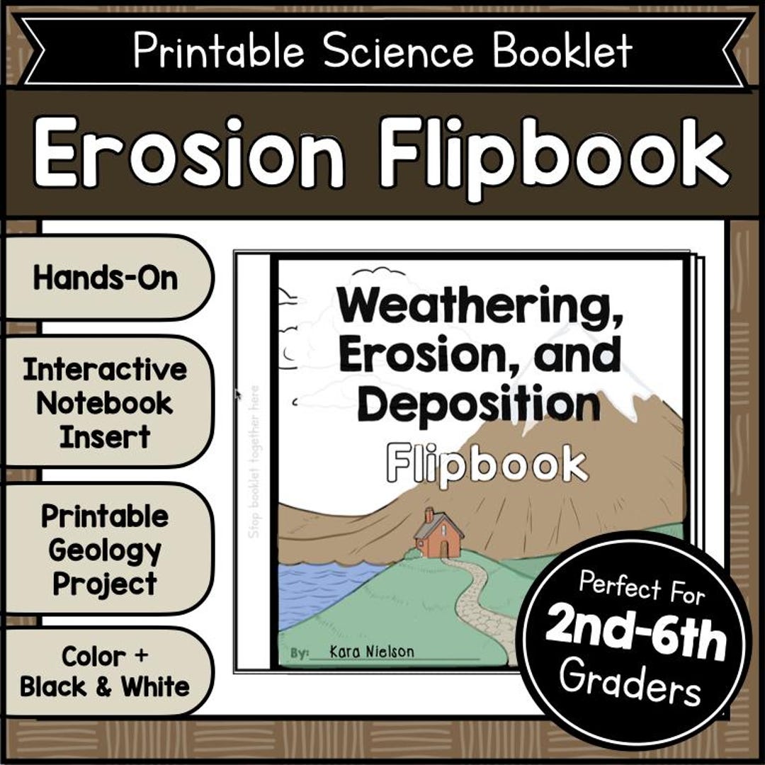 Weathering, Erosion & Deposition Flipbook, Earth Science Landforms ...