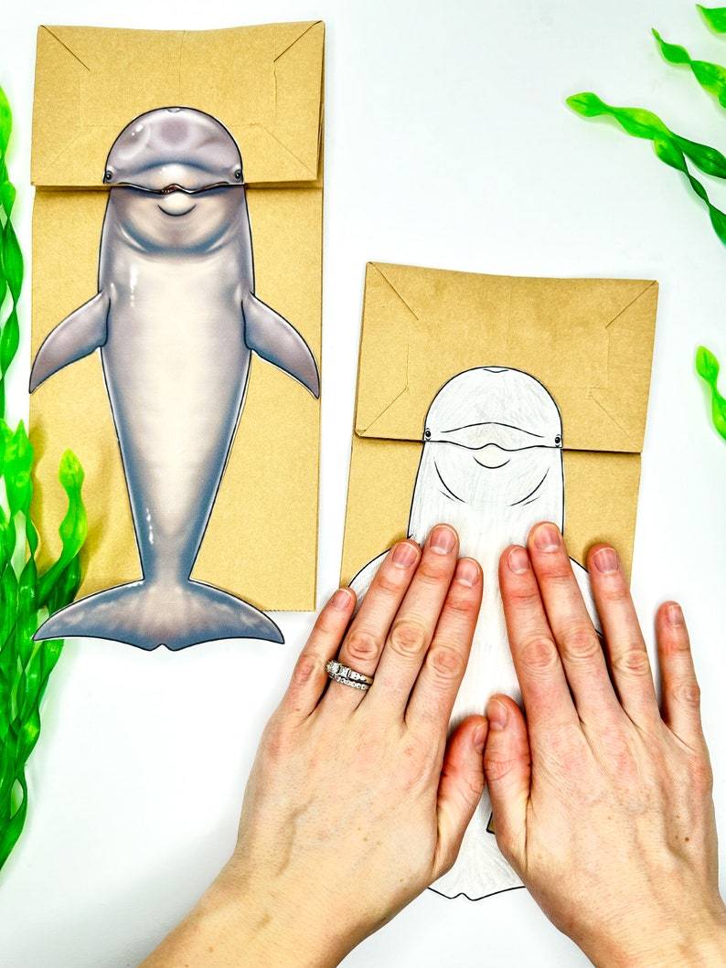 Printable Jointed DOLPHIN Puppet Craft Template Kit | DIY Ocean Animal ...