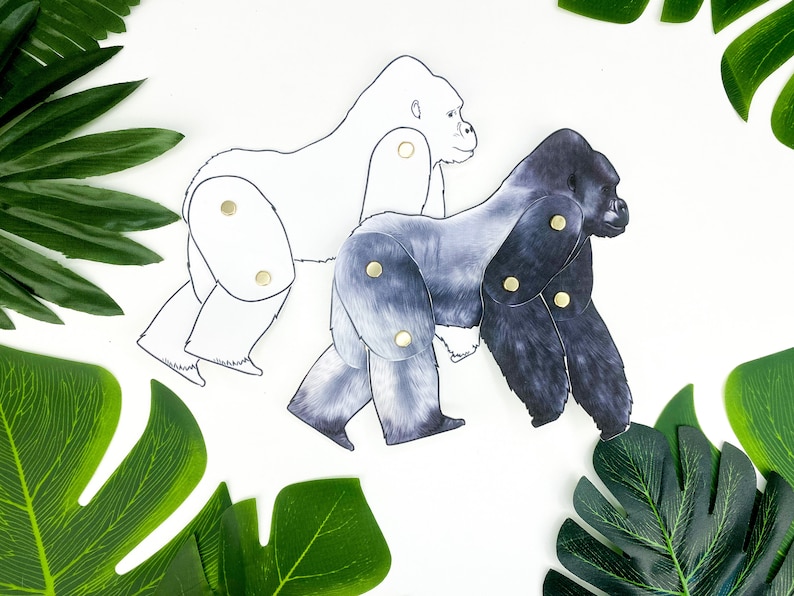 Articulated Gorilla Craft Template Printable Educational Activity ...