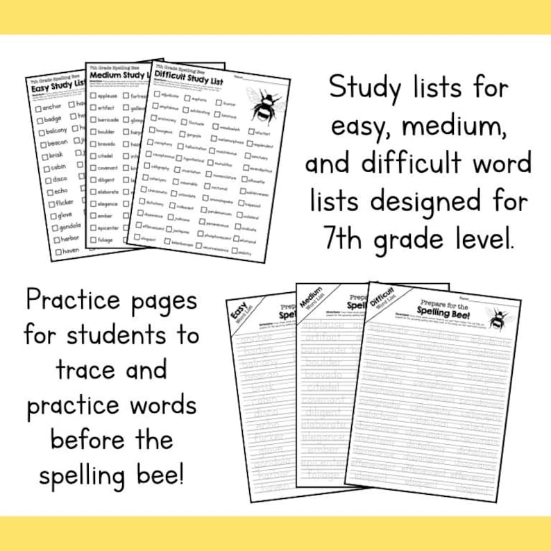 7th GRADE SPELLING Bee Word List PDF – Everything You Need to Host a ...
