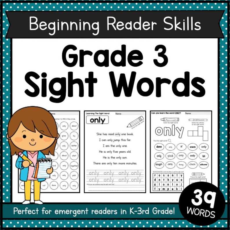 3rd Grade Sight Words Printable Activities • 39 Dolch Sight Words ...