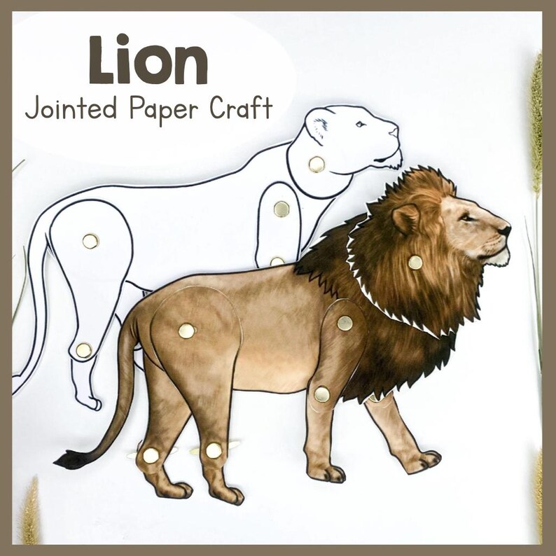 PRINTABLE Lion Puppet Craft Template | DIY Articulated Lion PDF | Kids ...