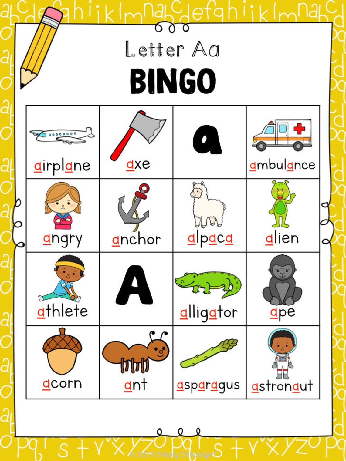 Letter A Bingo Game - Etsy