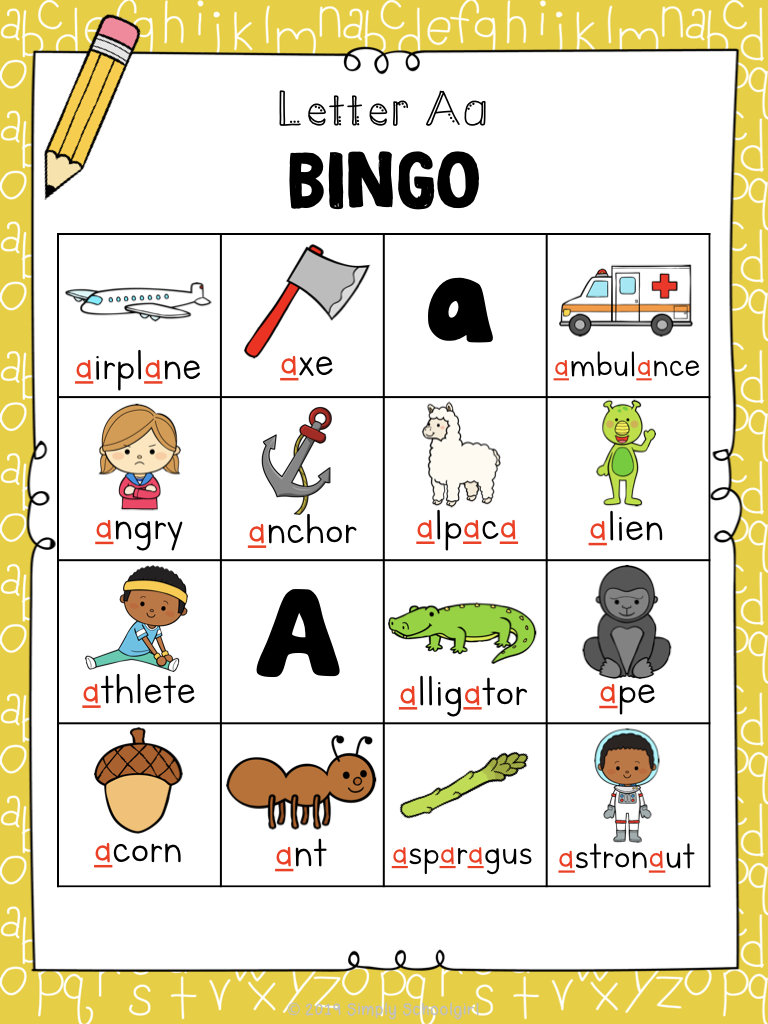 Letter A Bingo Game - Etsy