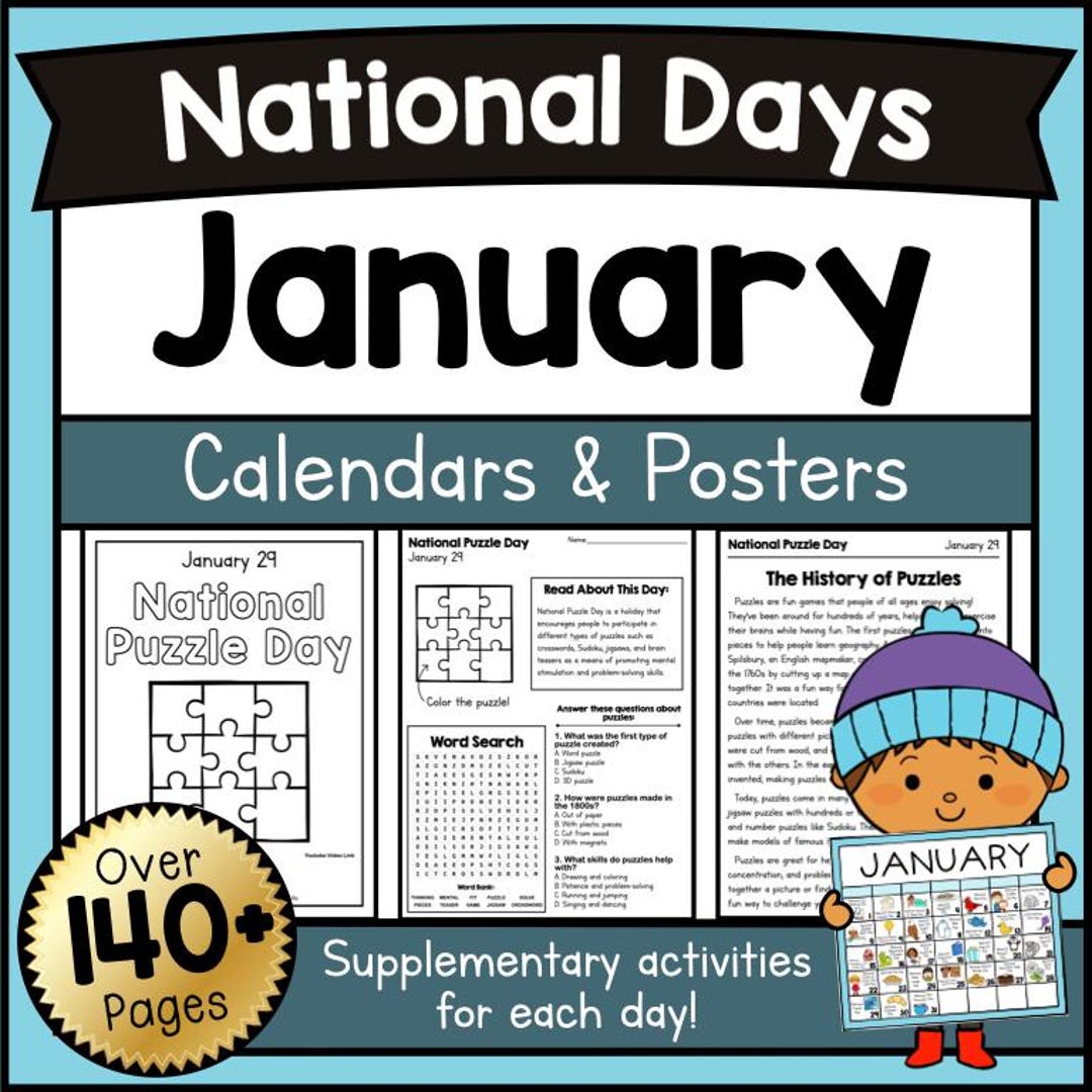 January National Days Posters, Worksheets, Articles & Calendar ...
