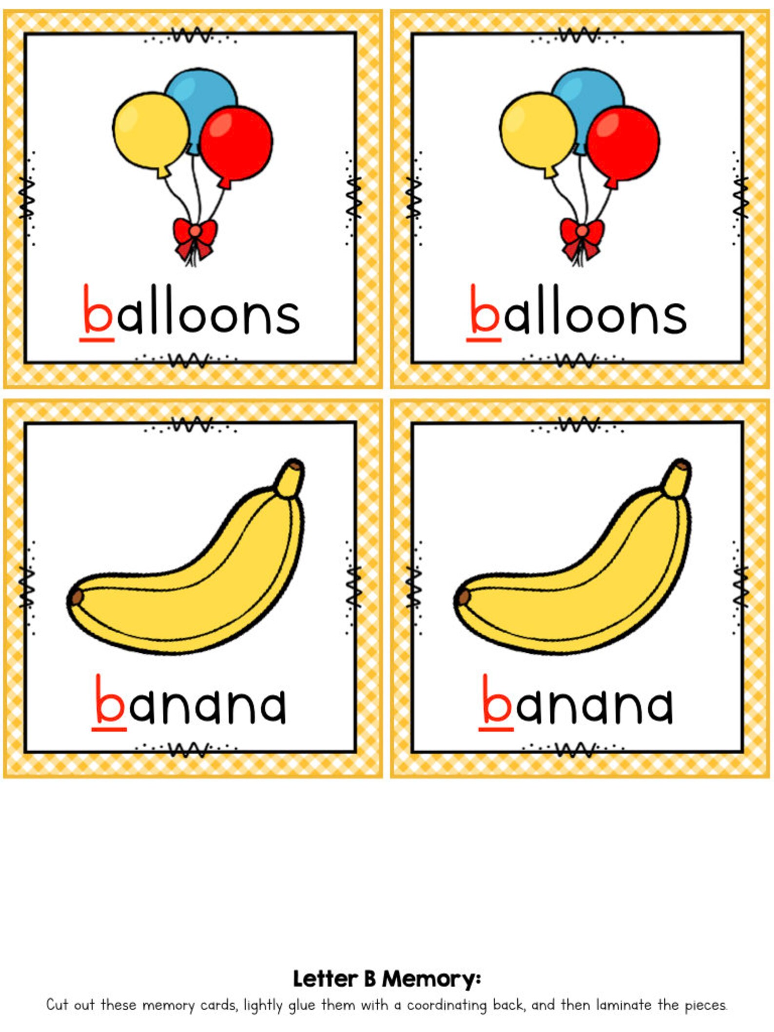 Letter B Memory Game - Etsy