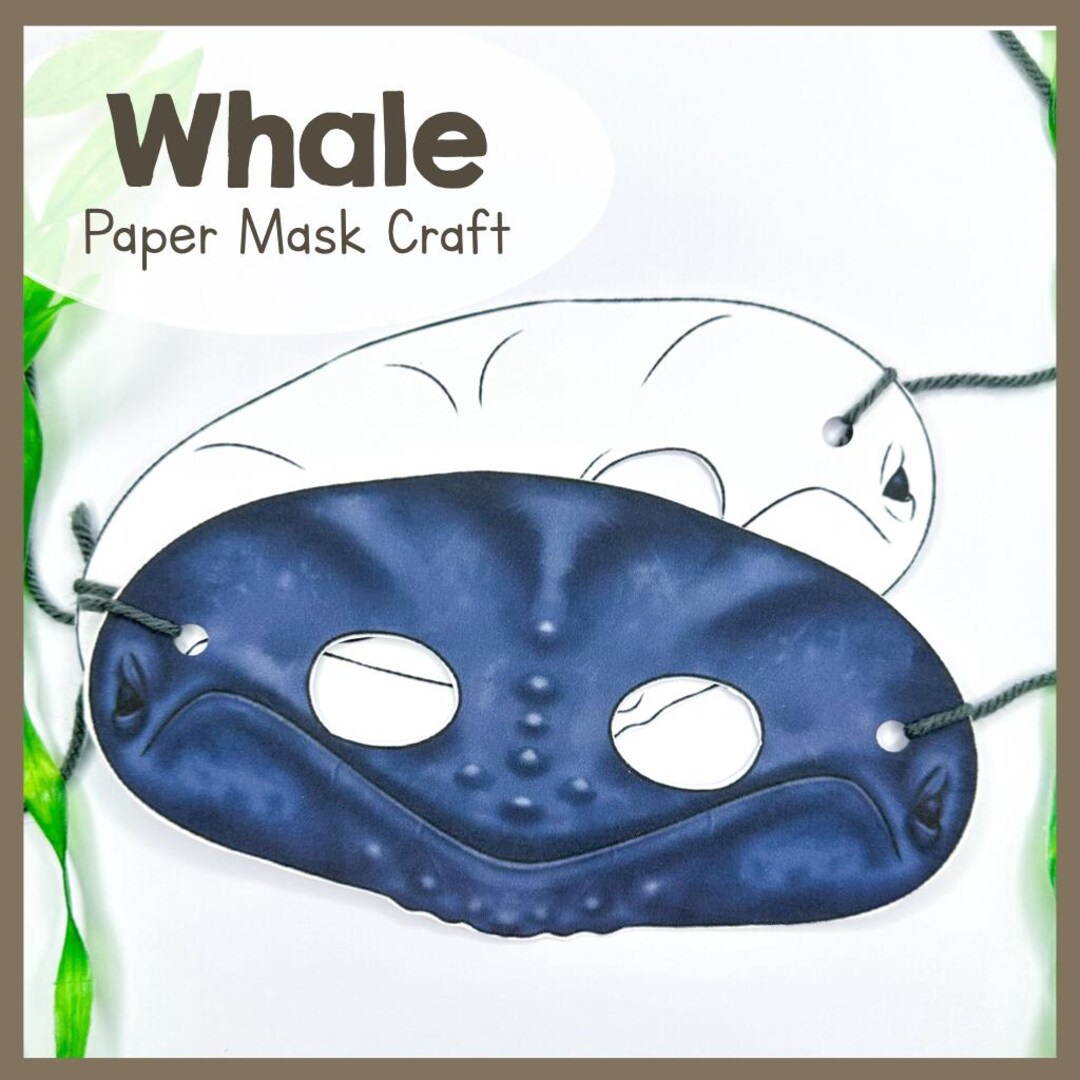 Whale Paper Mask Template: Printable Kids Craft, Costume Party (PDF ...