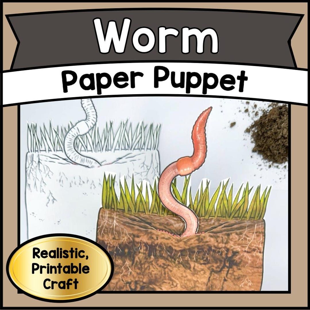 Printable Realistic Worm Paper Puppet Template Moving Worm Craft Insect ...