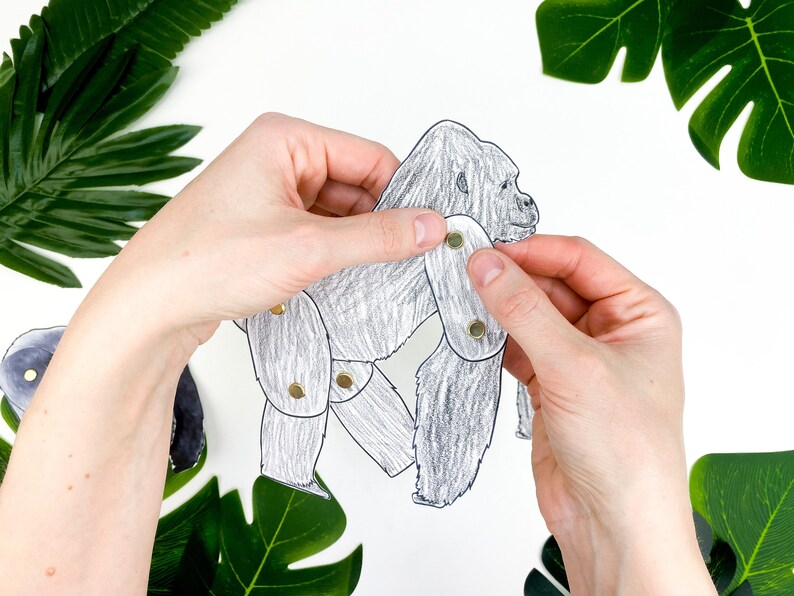 Articulated Gorilla Craft Template Printable Educational Activity ...