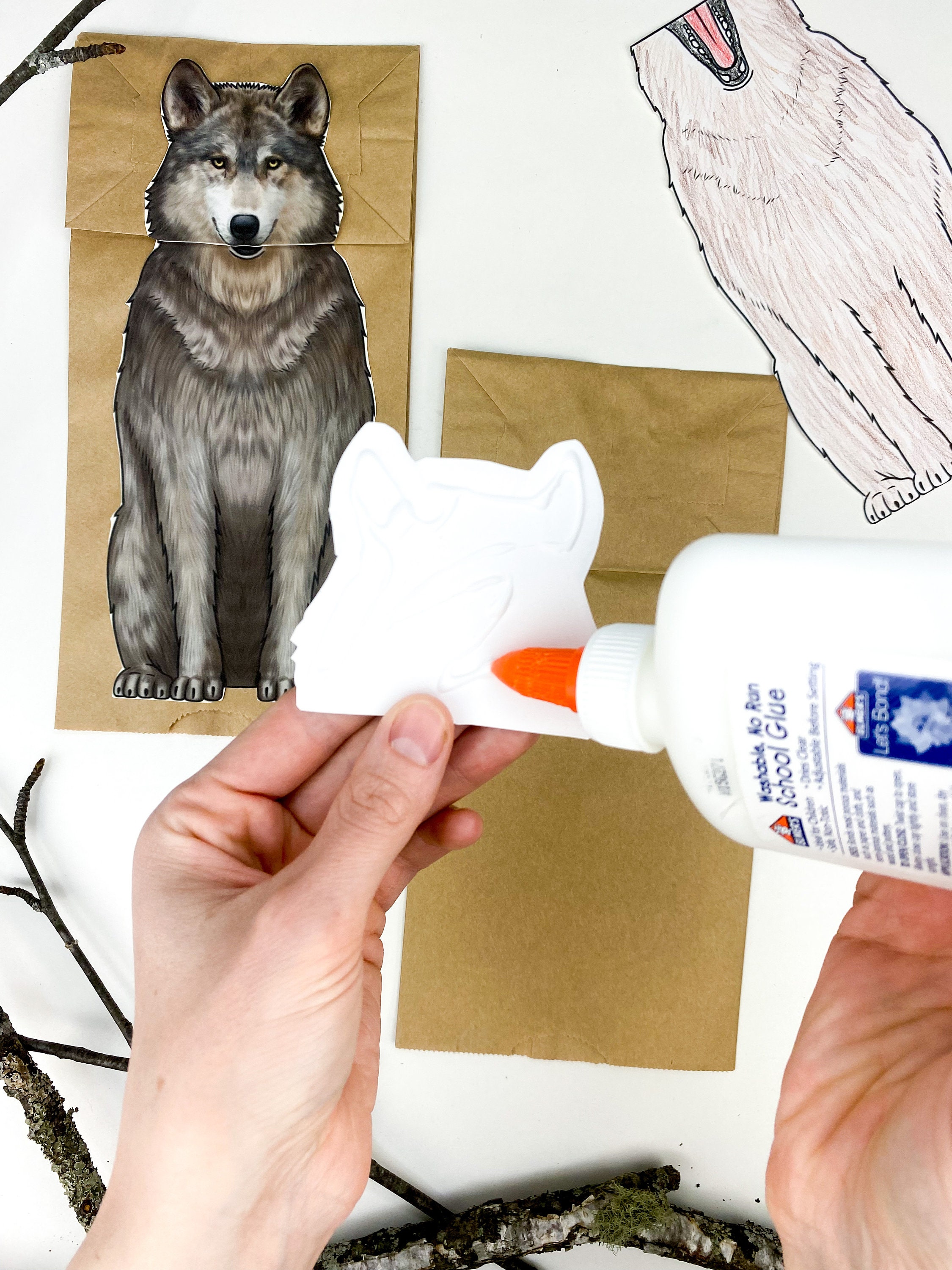 Printable Wolf Puppet Template Fun Craft Activity for Kids Art Project ...