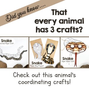 Printable SNAKE Paper Bag Puppet Craft Kit | DIY Reptile Craft PDF ...