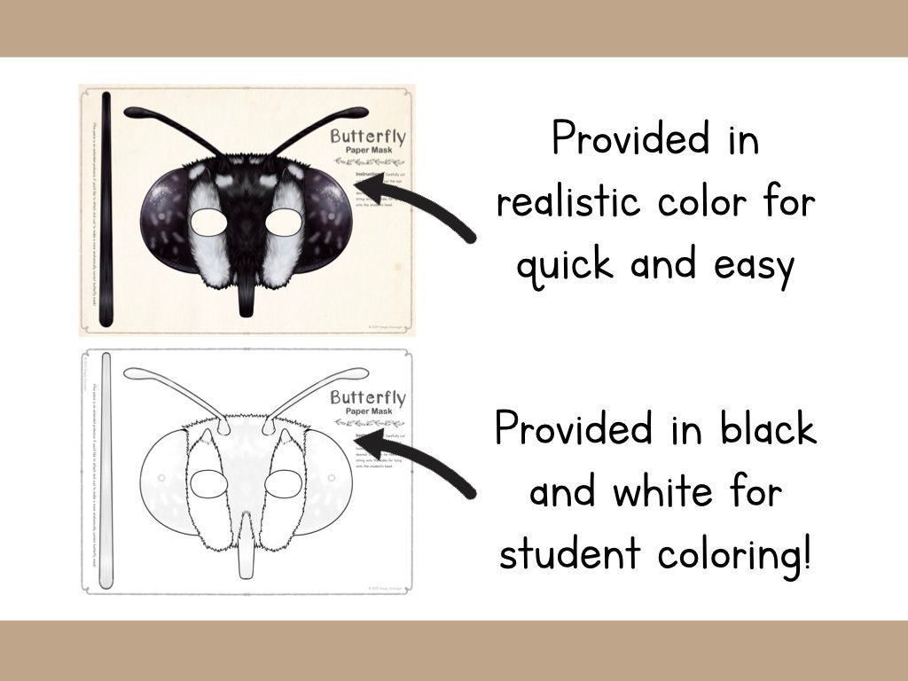Butterfly Paper Mask Craft Template | Artistic Paper Animal Mask for ...