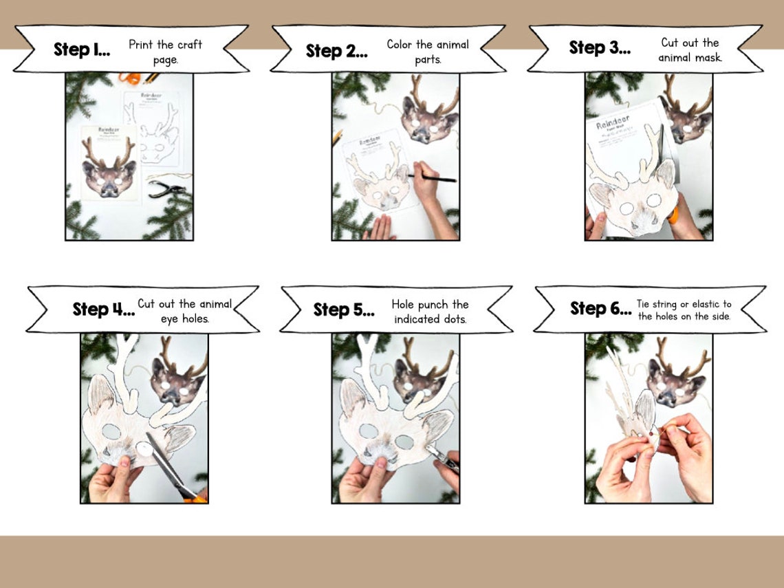 Printable Reindeer Craft Mask | Animal Paper Template | Easy to Make ...