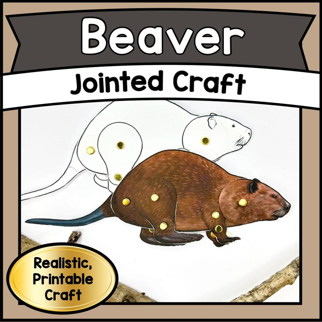 Beaver Paper Doll Craft Template Kit PDF, Articulated Jointed Animals ...