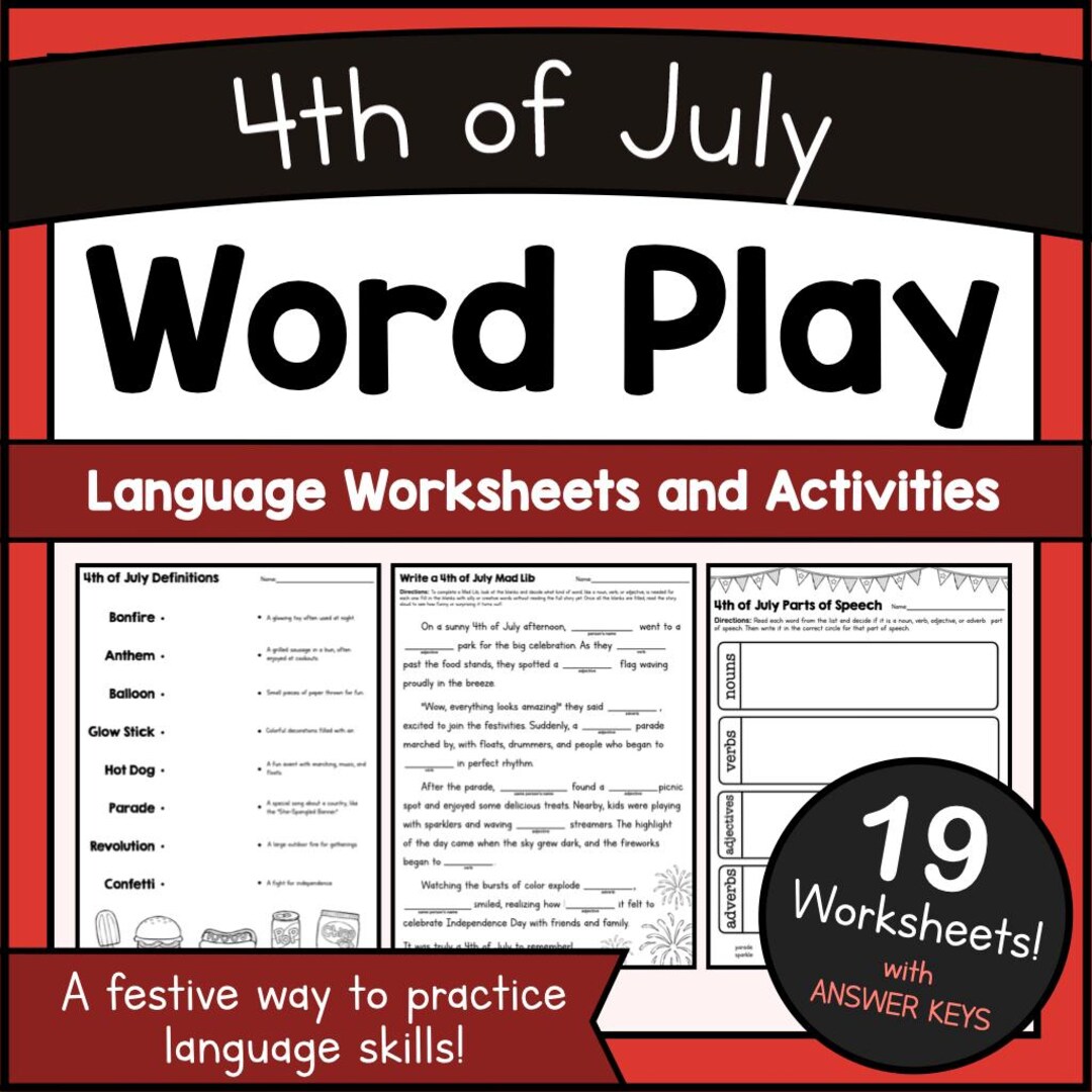 4th of July Worksheets Packet, Patriotic Literacy Activities, No Prep ...