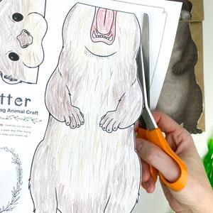 Kids Craft Otter Puppet | Printable Paper Bag Template | Animal ...