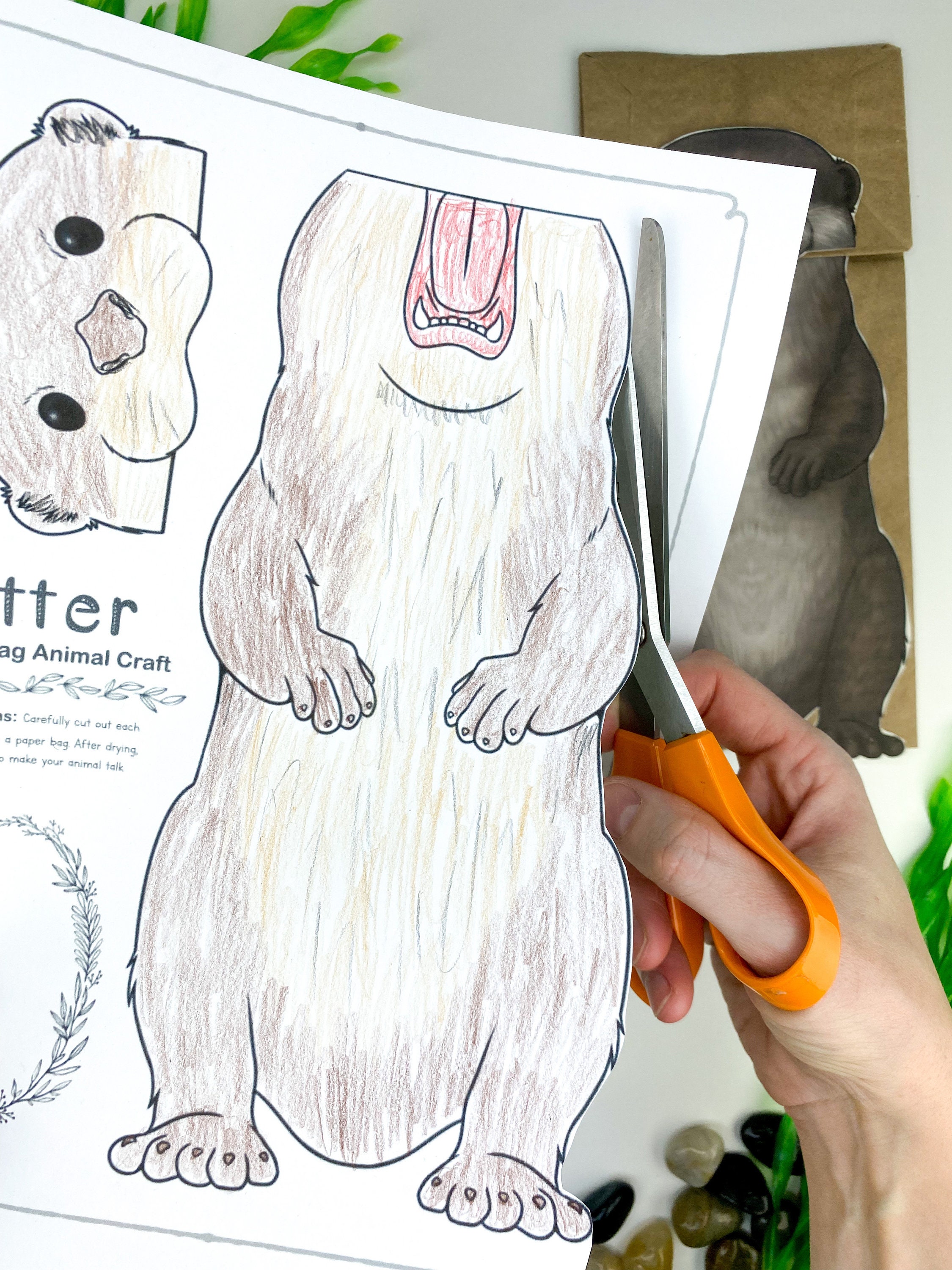 Kids Craft Otter Puppet Printable Paper Bag Template Animal Enthusiast ...