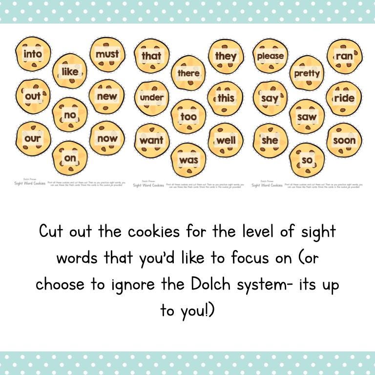 Dolch Sight Word Cookie Jar Activity • Printable Sight Word Game for ...