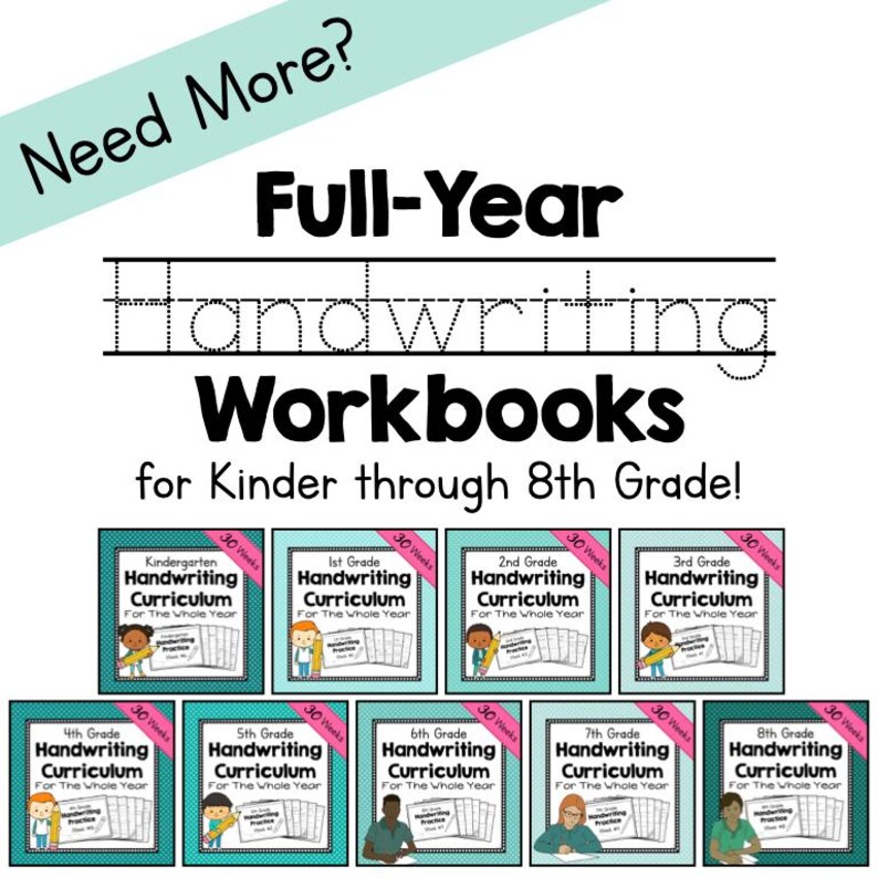 KINDERGARTEN HANDWRITING CURRICULUM Printable - 30 Weeks Writing ...