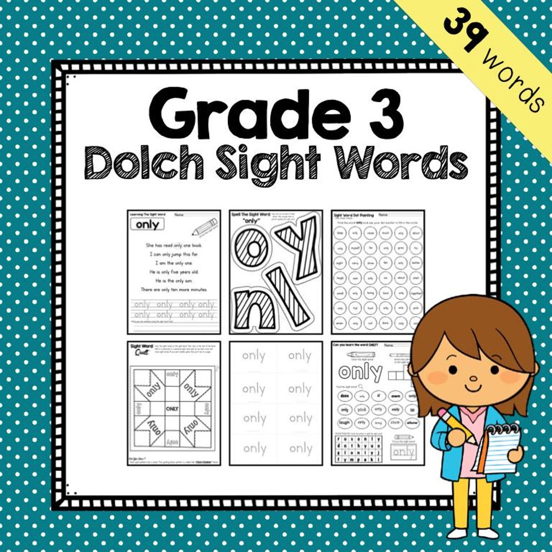 Grade 3 Dolch Sight Word Activities & Worksheets - Etsy