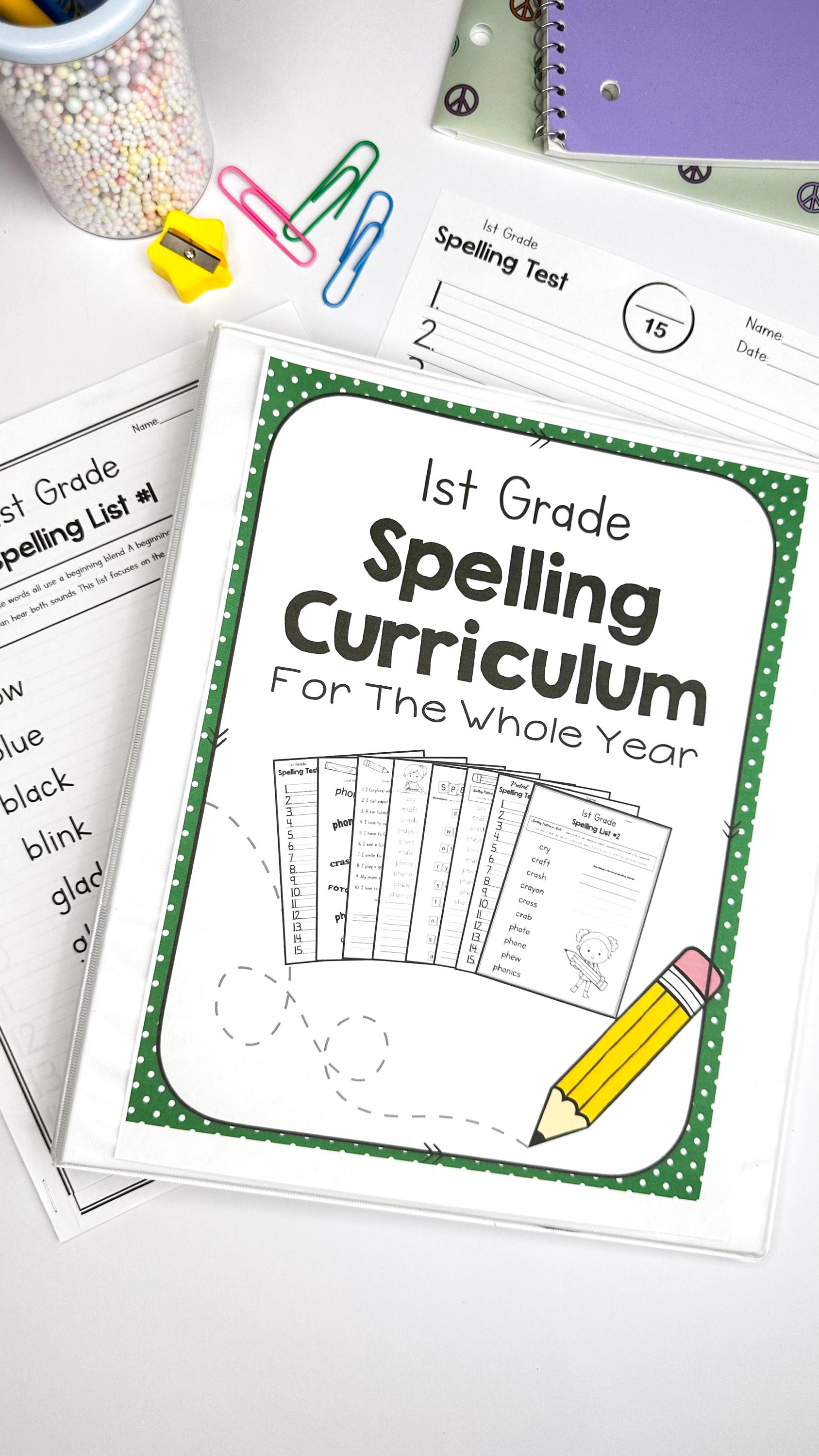 1st GRADE SPELLING Curriculum Printable - 30 Weeks of Printable ...