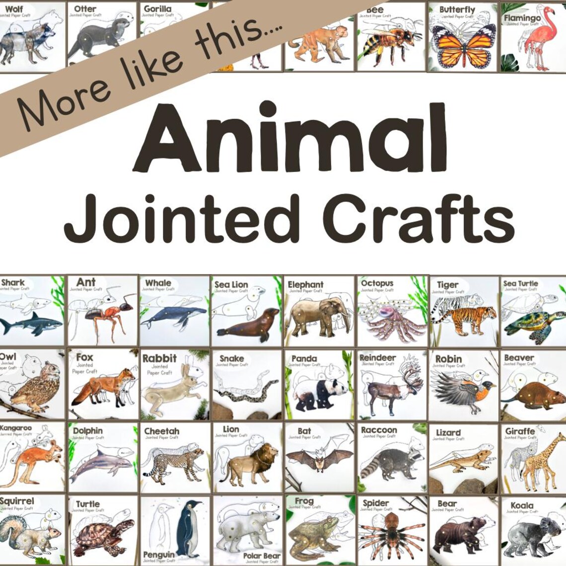 Printable Articulated SNAKE Puppet | DIY Jointed Animal Craft Template ...