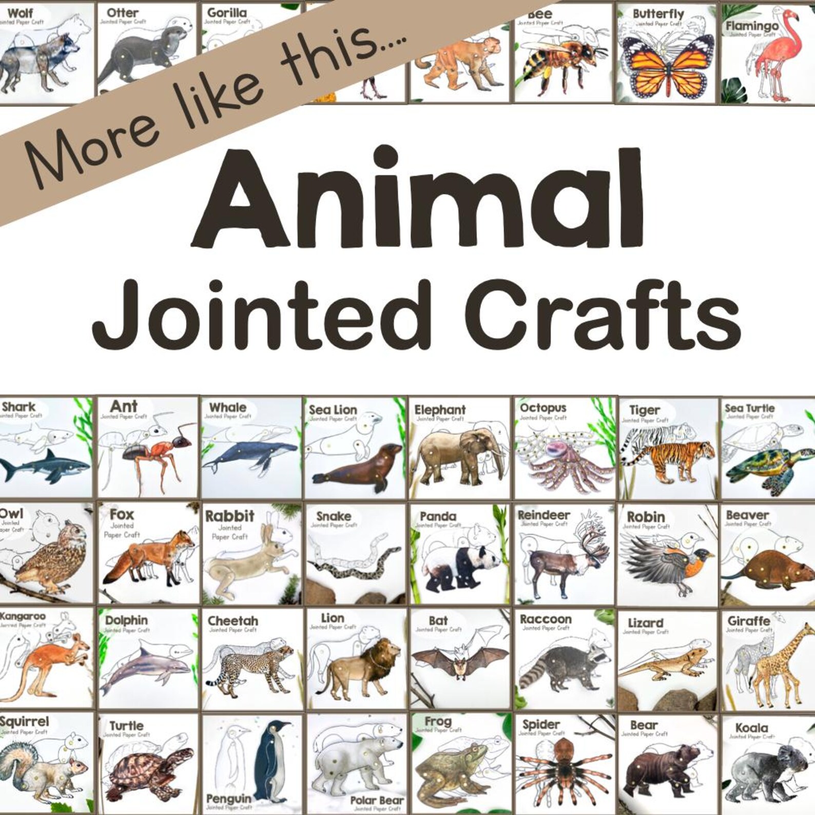 Printable Articulated SNAKE Puppet | DIY Jointed Animal Craft Template ...
