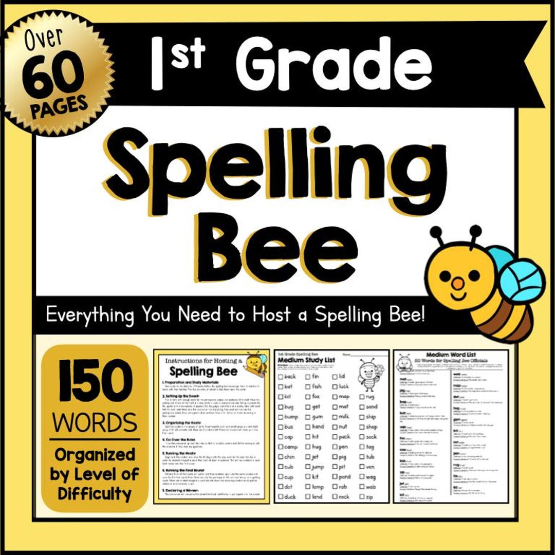 1st GRADE SPELLING Bee Word List PDF – Everything You Need to Host a ...