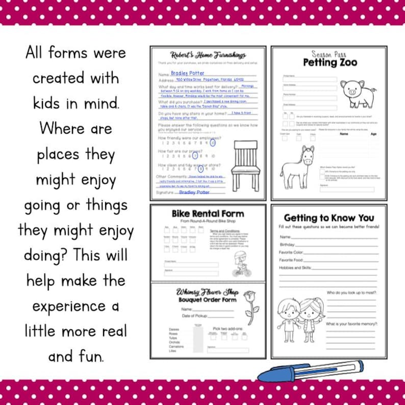 Real Life Skills Writing Unit Printable Learning Filling Out Forms ...