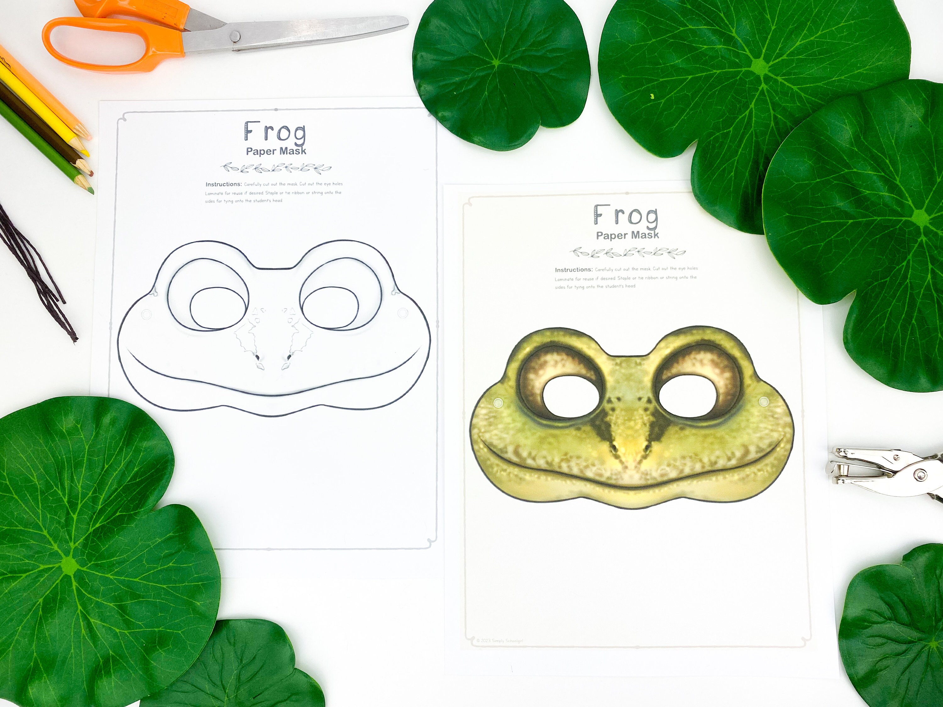 Frog Paper Mask | Animal Printable Paper Craft Template | Eco-friendly ...