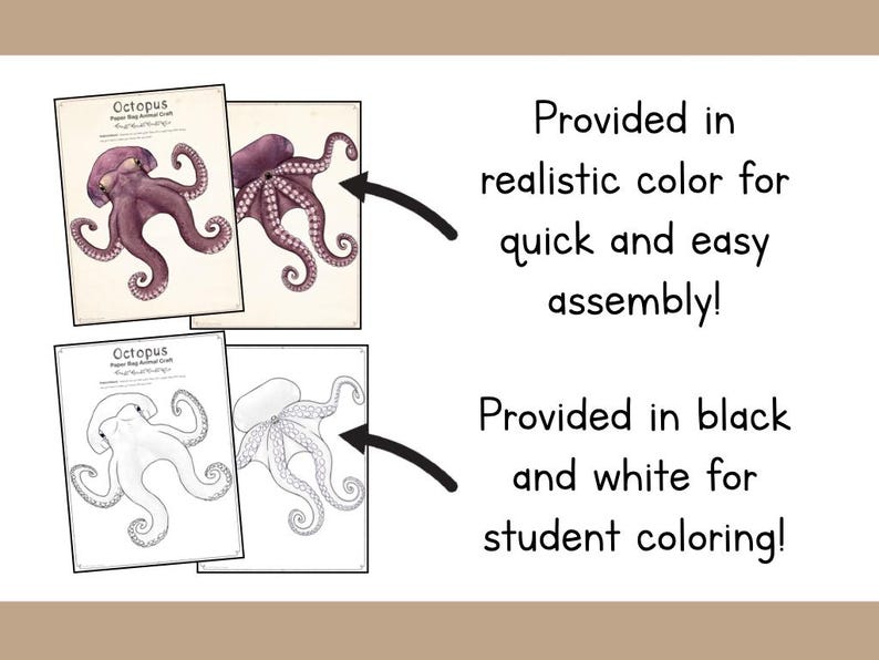 Printable Jointed Octopus Puppet Craft | Articulated Animal Template ...