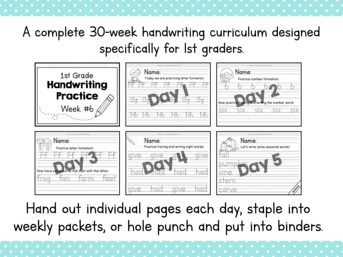1st Grade Handwriting Curriculum | Complete Full-year Printable ...